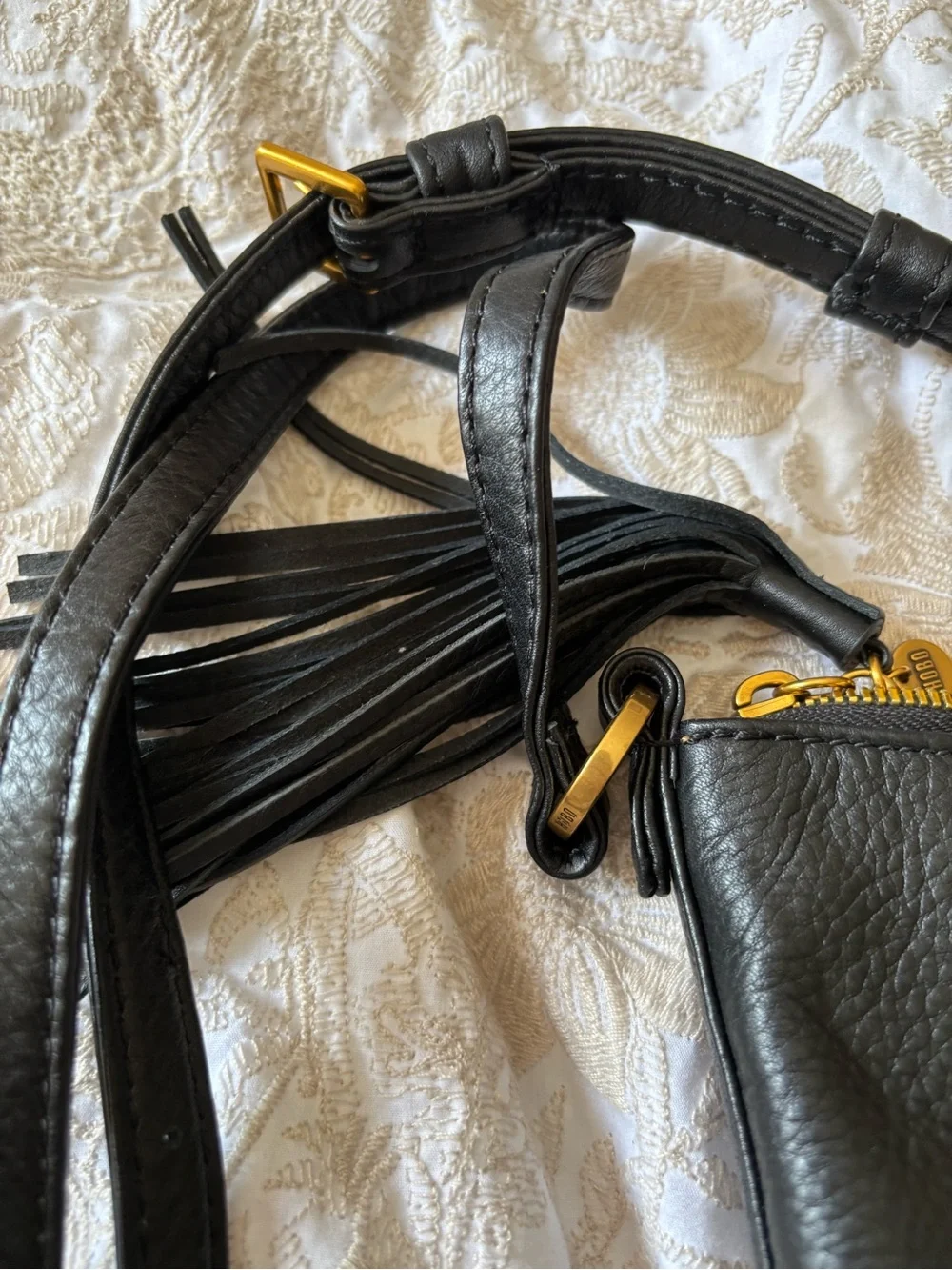 HOBO | Bags | Hobo Black Pebbled Leather Hobo Crossbody With Tassel ...